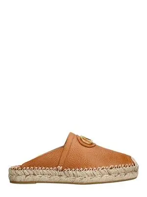 Valentino Garavani Leather Espadrille Mules - Beige