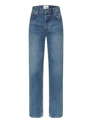 ANINE BING Gavin Long Mosaic Jeans - Blue