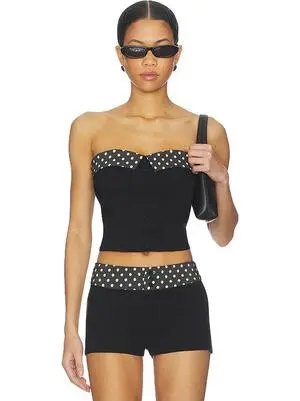 TIGER MIST Albie Corset Top With Polka Dot Trim - Black