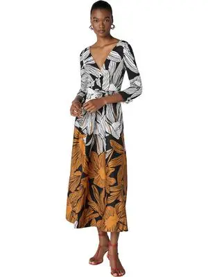 Diane Von Furstenberg Ballerina Wrap Midi Dress - Tiger Lily Black