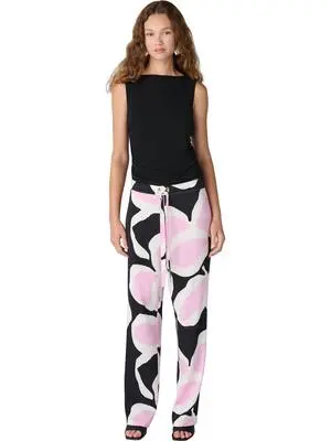 Diane Von Furstenberg Straight Leg Pants - Giant Paper Sun Pink Lavender