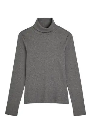 FLORE FLORE Dinah Turtleneck Cotton Top - Grey