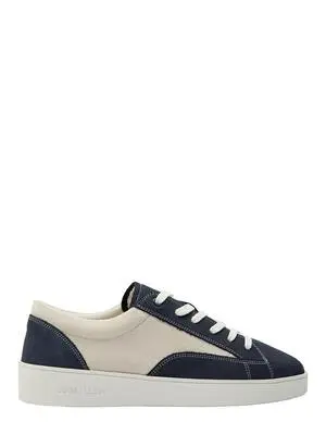 JUDE LLOW Nico Panelled Grained Leather Sneakers - Navy