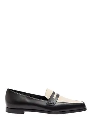 Manolo Blahnik Polonoff Leather Loafers - Black And White