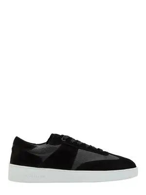 JUDE LLOW Pierre Panelled Grained Leather Sneakers - Black
