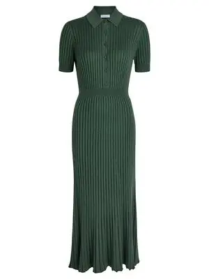 GABRIELA HEARST Amor Ribbed Cashmere-Blend Midi Shirt Dress