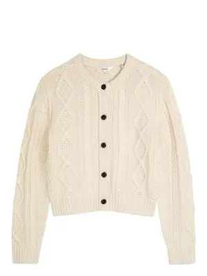 FRAME Cable-Knit Cashmere Cardigan