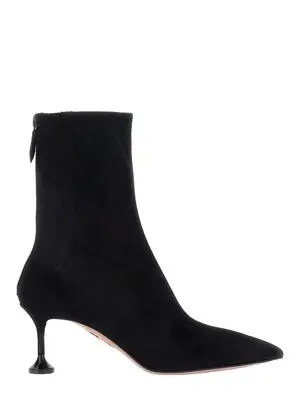 AQUAZZURA Pointed Toe Suede Boots - Black