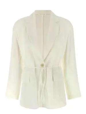 Brunello Cucinelli Knotted Lace Single-breasted Blazer - White