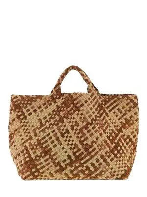 NAGHEDI Large Handwoven Two-Tone Tote Bag Neutrals
