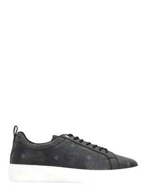 Mcm Visetos Logo Print Sneakers - Black