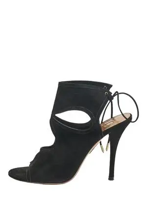 AQUAZZURA Cut-out Suede Sandals - Black