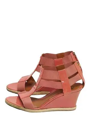 Fendi Leather Wedge Heel Sandals - Pink