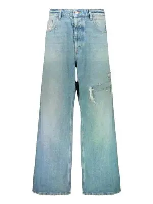 DIESEL® Light Ripped Wide Leg Jeans - Blue
