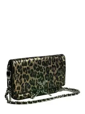 Zadig&Voltaire Nano Rock Leopard-Effect Shoulder Bag Grey