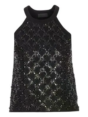 Liu Jo Halterneck Embellished Top - Black