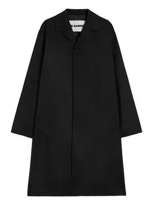 JIL SANDER Button-up Wool Coat - Black