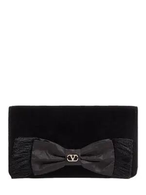 Valentino Garavani Vlogo Signature Mini Velvet Shoulder Bag - Black