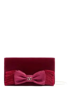 Valentino Garavani Vlogo Signature Mini Velvet Shoulder Bag - Maroon
