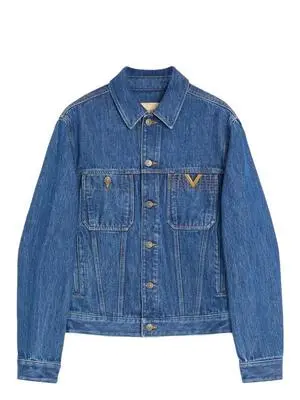 Valentino Garavani Denim Jacket With Vgold - Blue