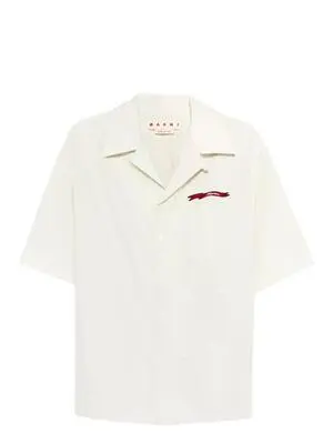 Marni Logo-embroidered Chest-pocket Shirt - Neutrals