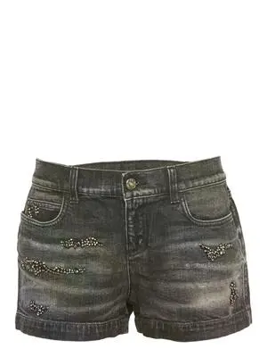 Gucci Denim Embellished Shorts - Grey