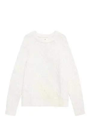 ANINE BING Louie Cable-knit Sweater - White