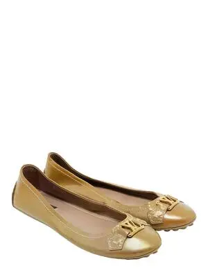LOUIS VUITTON Oxford Patent-leather Ballet Flats - Brown