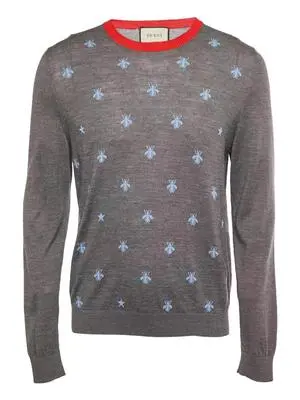 Gucci Bee And Star Motif Sweater - Grey