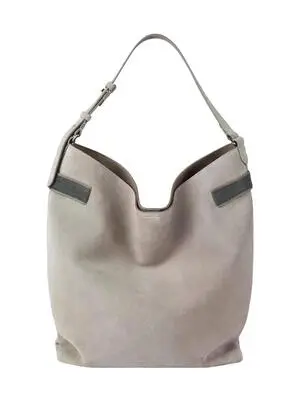 Brunello Cucinelli Monili-detail Suede Tote Bag - Grey