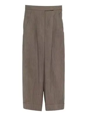 Max Mara Manetta Pinstripe Wool Trousers - Brown