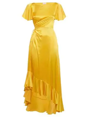 Cinq À Sept Silk Cut-out Midi Dress - Yellow