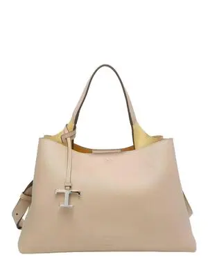 TOD'S Medium Leather Tote Bag - Neutrals