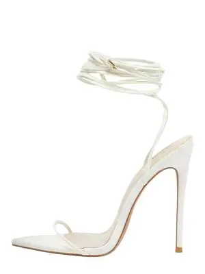 Femme La Wraparound Tie Leather Sandal - White