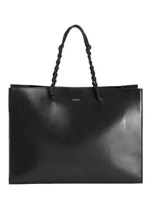 JIL SANDER Tangle Tote With Knotted Handle And Embossed Logo - Black