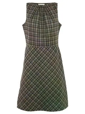 Dior Plaid Flared Mini Dress - Brown