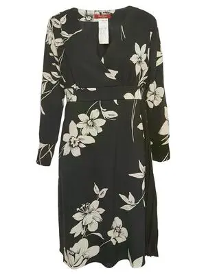 Max Mara Floral-print Midi Dress - Black
