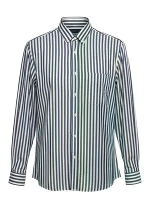 Brunello Cucinelli Striped Pocket Shirt - Blue