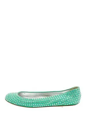 GIUSEPPE ZANOTTI Suede Crystal-embellished Ballet Flats - Green