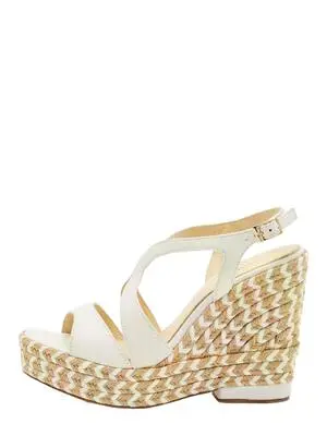 PALOMA BARCELO Espadrille Leather Wedge Sandals - White