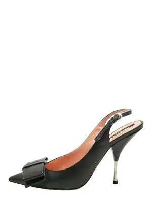 Rochas Leather Bow-detail Slingback Pumps - Black
