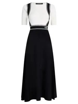 Karl Lagerfeld Logo-detail Knitted Midi Dress - Black