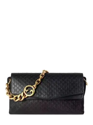 Gucci Embossed Chain Shoulder Bag Black