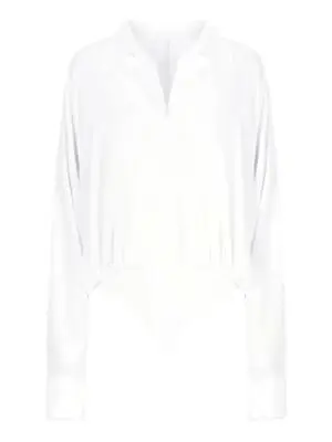 Norma Kamali Collared Long-sleeve Top - White