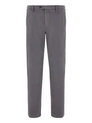 Canali Regular Fit Gray Chinos In Cotton And Cashmere Gabardine - Grey