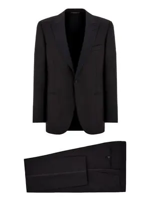 Canali Regular Fit Tuxedo Pants In 150's Wool - Black