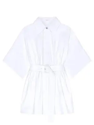 Givenchy Mini Shirt Dress In Poplin With Belt - White