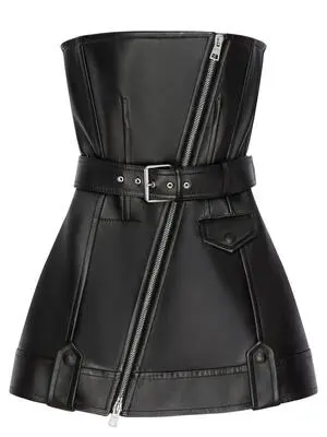 Givenchy Mini Bustier Biker Lambskin Dress - Black