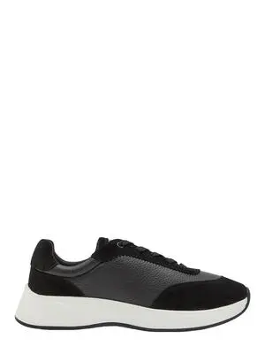 JUDE LLOW Panelled Grained Leather Sneakers - Black