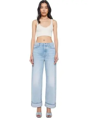 MOTHER The Dodger Button Hover Cuff Jeans - Light Blue